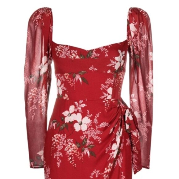 Reformation | Dresses | Reformation Theo Floral Print Dress Red | Poshmark